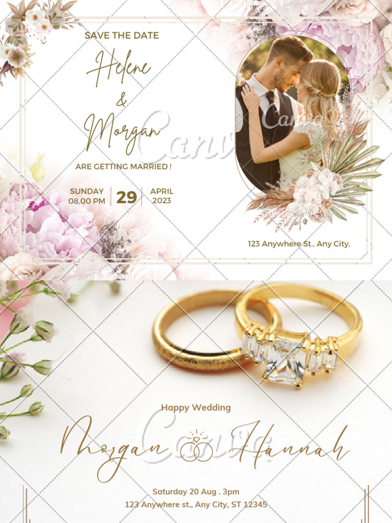 Beige Cream Simple Wedding Invitation | PDF