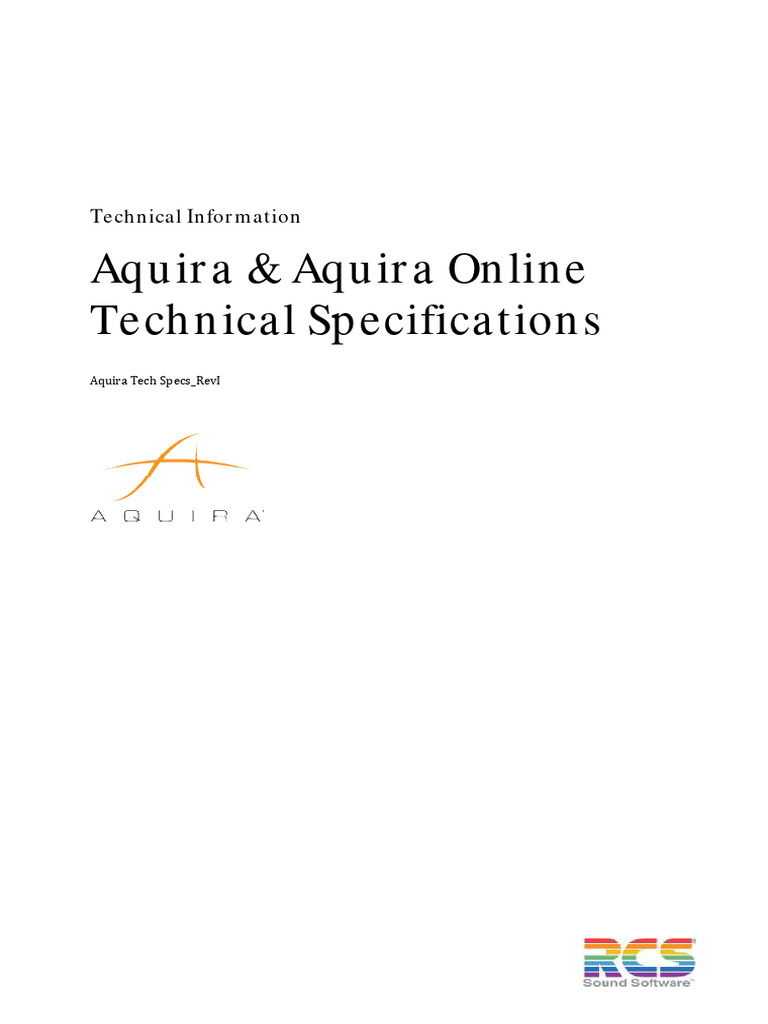 Aquira & Aquira Online Technical Specifications - RevI | PDF | Windows Server 2008 | Microsoft ...