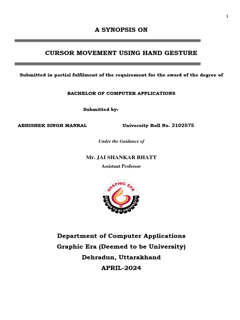 Cursor Movement Using Hand Gesture | PDF | Computing | Design