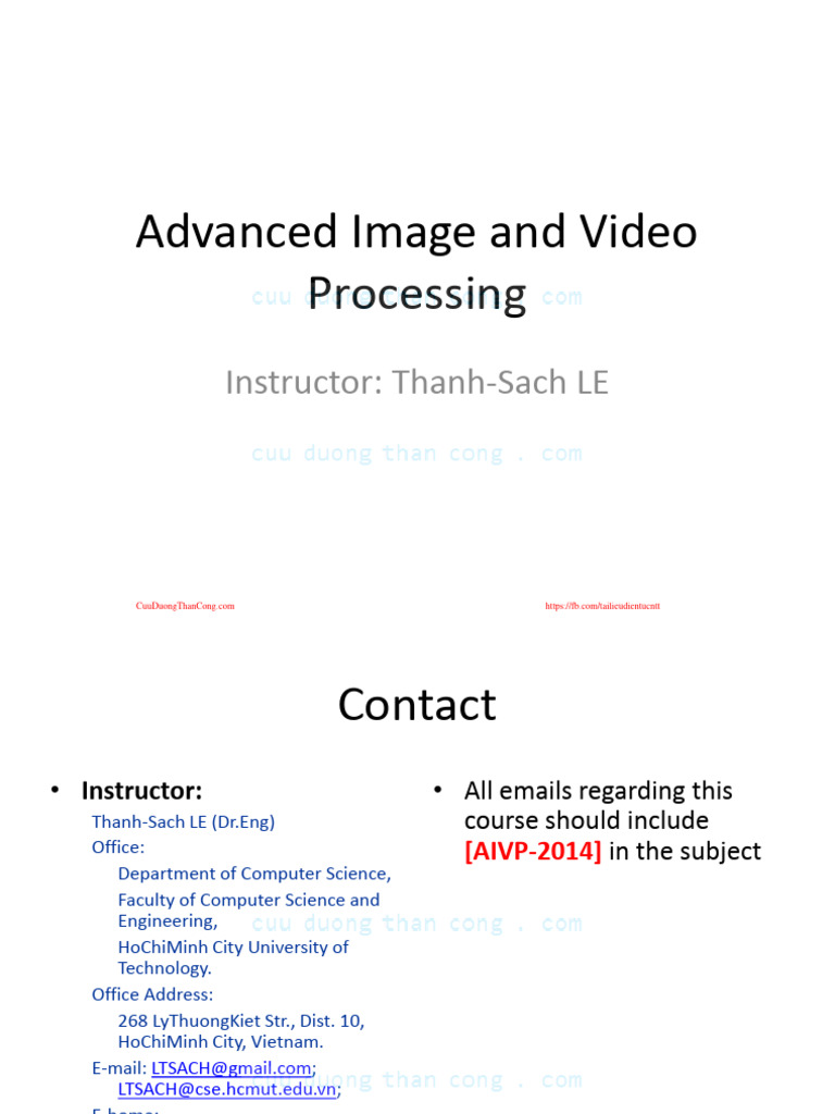 Xu-Ly-Anh - Le-Thanh-Sach - Adip - Course-Introduction - (Cuuduongthancong - Com) | PDF | Data ...