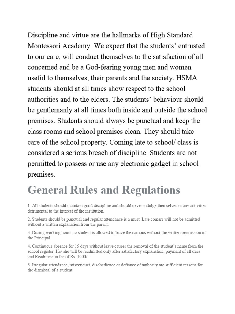 Discipline and Virtue Are The Hallmarks of High Standard Montessori ...