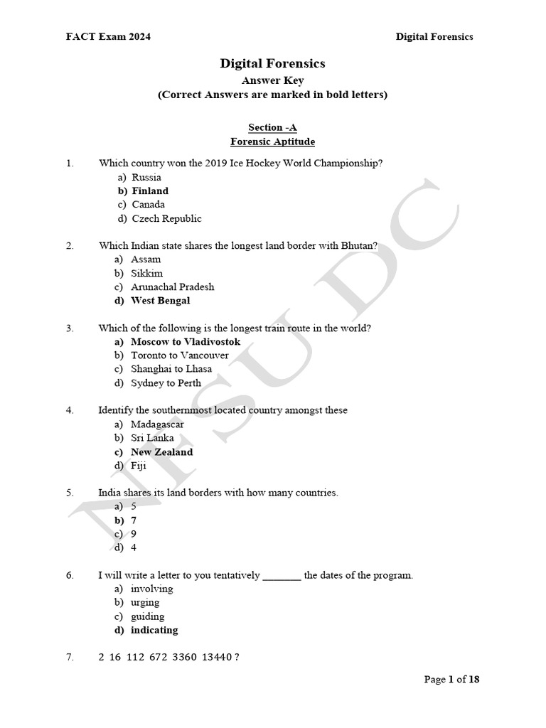 FACT Exam 2024: Digital Forensics Overview | PDF | Computer Network ...