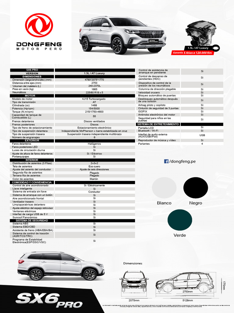 Ficha Sx6 Pro 1.5L AT 2025 | PDF | Tecnología de vehículos | Carros deportivos