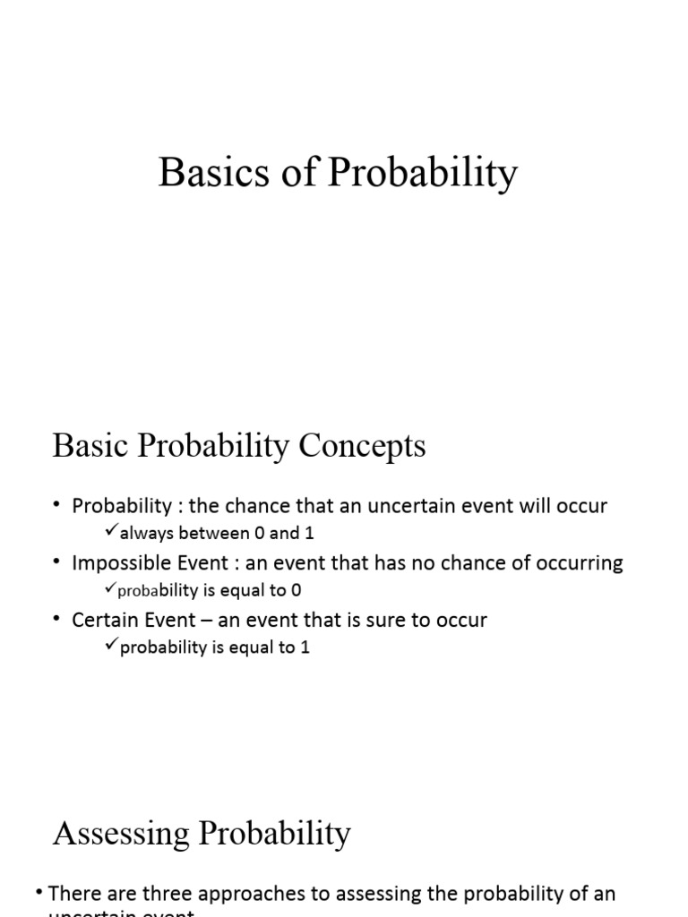 Basics of Probability | PDF | Probability | Statistics Basics of Probability | PDF | Probability | Statistics