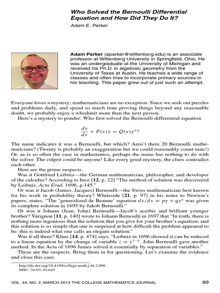 Parker CMJ 2014 | PDF | Equations | Differential Equations