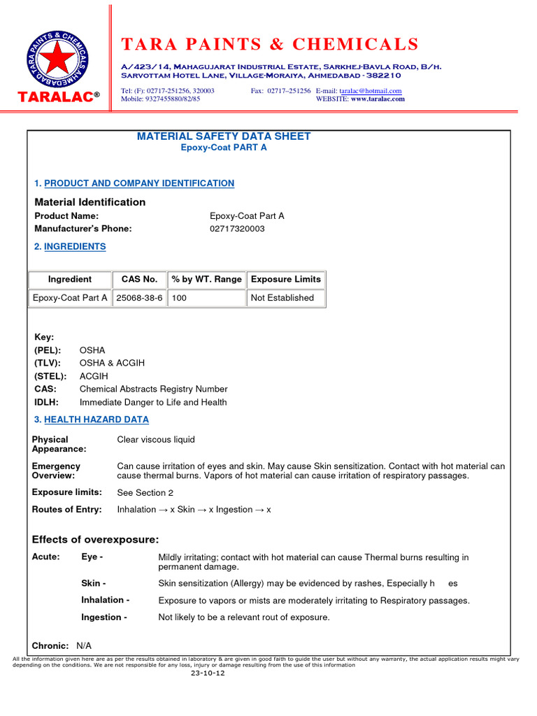 2600 MSDS Epoxy Paint | PDF | Chemical Reactions | Combustion
