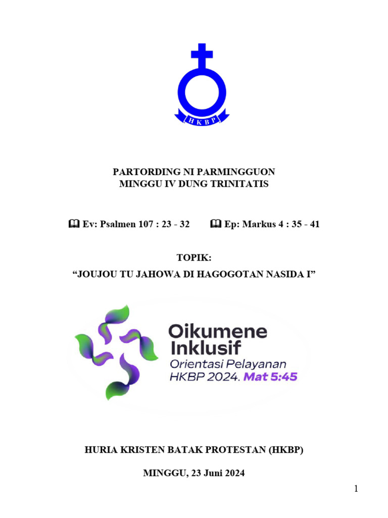 MINGGU IV Dung Trinitatis, Edit 23 Juni 2024, Batak | PDF