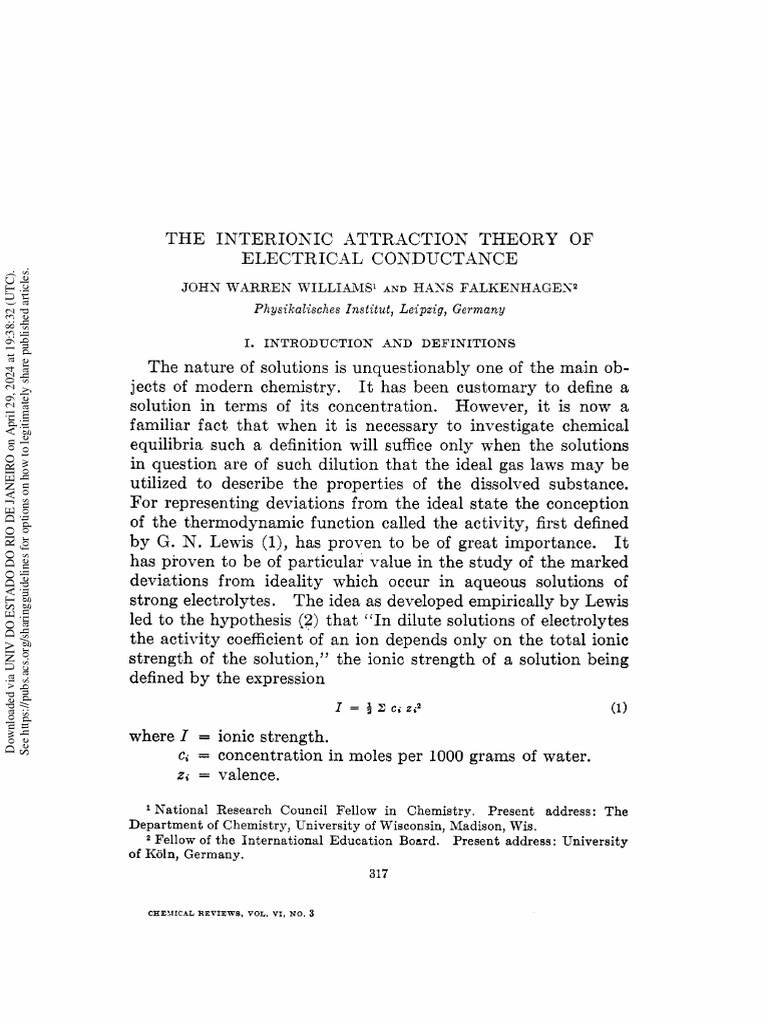 The Interionic Attraction Theory of Electrical Conductance - Williams ...