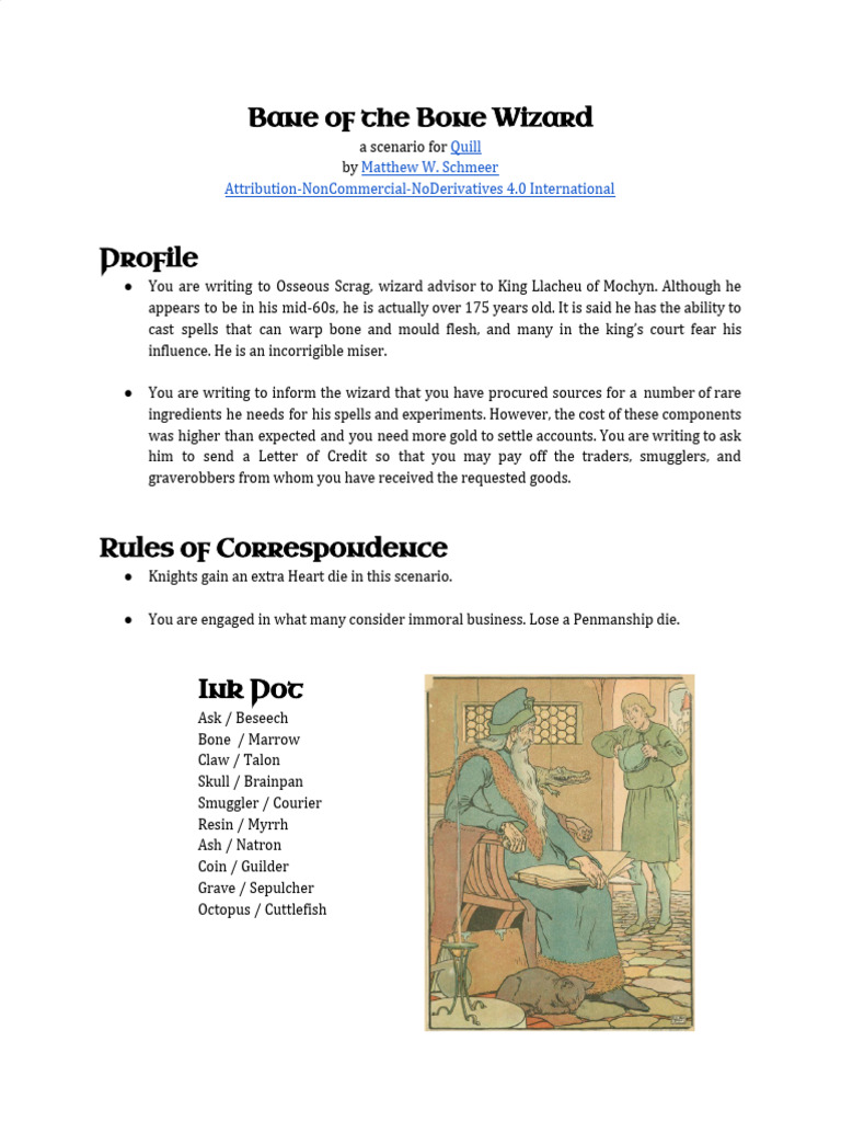 Quill Scenario - Bane of The Bone Wizard | PDF