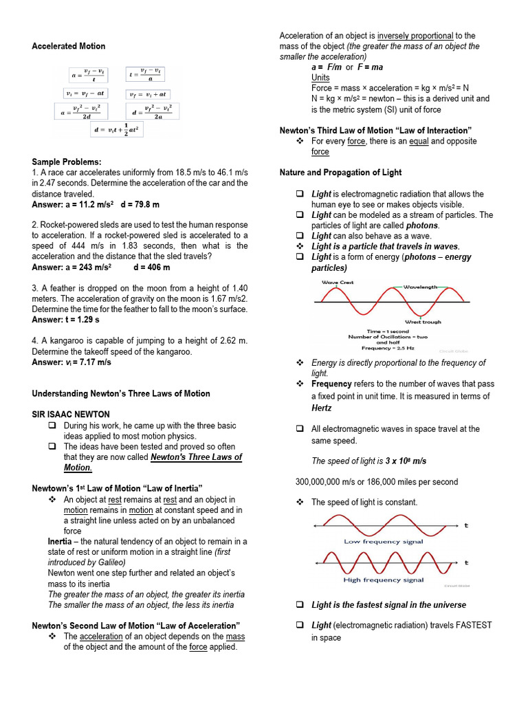 Handouts-Motion Lights | Download Free PDF | Reflection (Physics) | Light