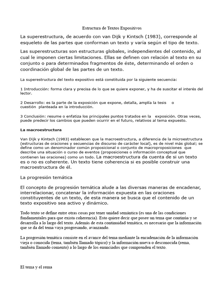 Estructura de Textos Expositivos | PDF | Oración (Lingüística) | Lingüística