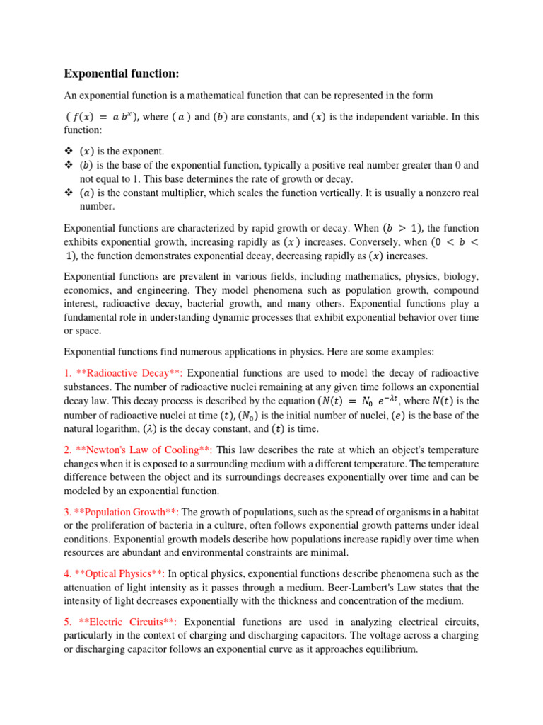 Exponential Function | PDF | Exponential Function | Exponentiation