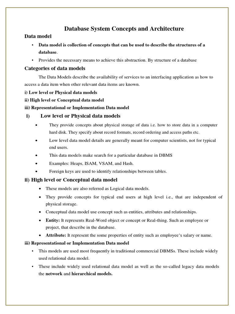 Unit 1 Part2 | Download Free PDF | Databases | Data Model
