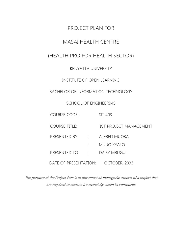 Project Plan For Health Centre | PDF | Patient | Pharmacy