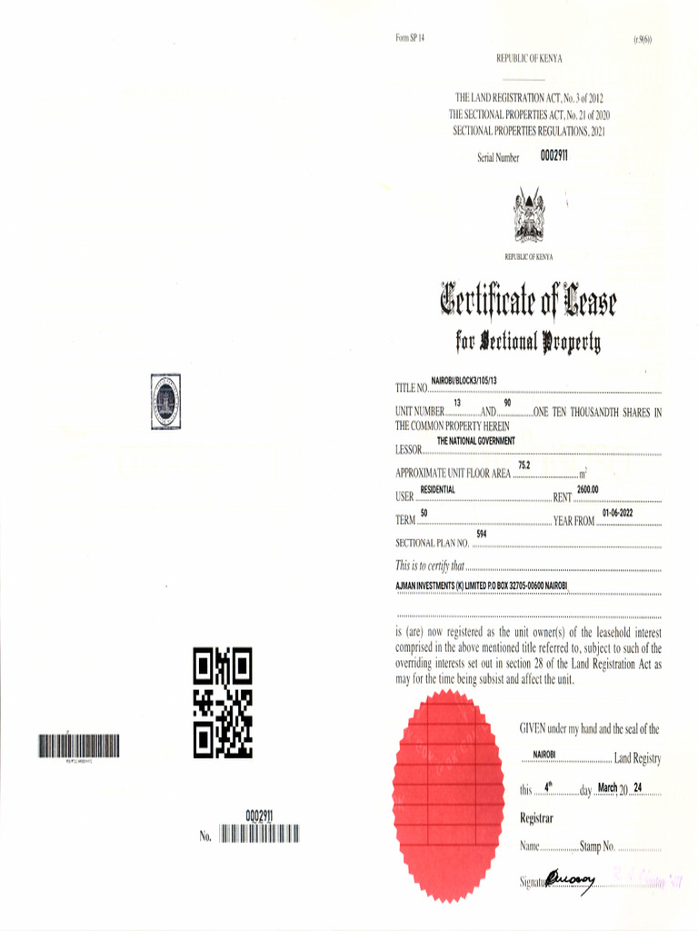 Ajman Investments (K) LTD (Nairobi Block 3.105.13 ( (Orig L.R. 1870.IV ...