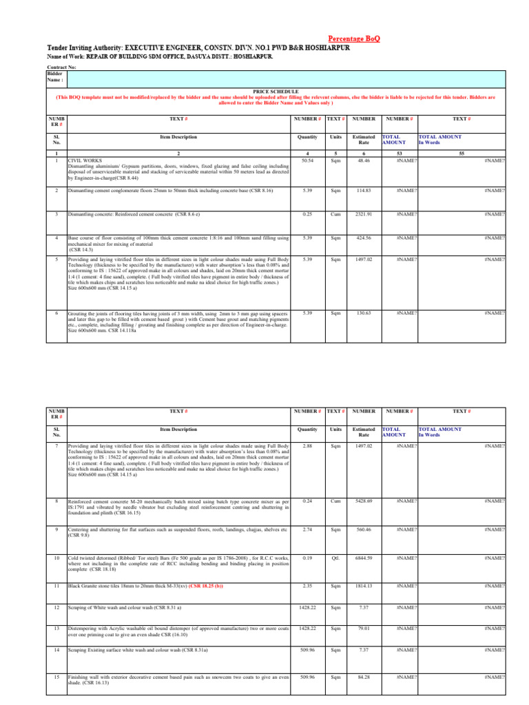 Boq 242293 | PDF | Screw | Concrete