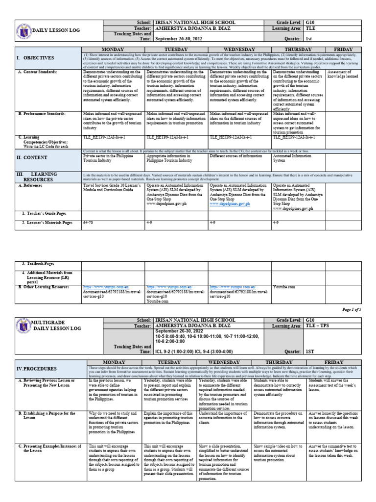 G10 DLL TPS | PDF | Learning | Information