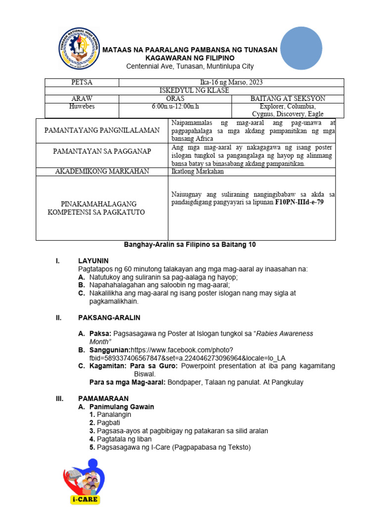 DLP - 4TH - Day - Filipino 10 - Awtput | PDF