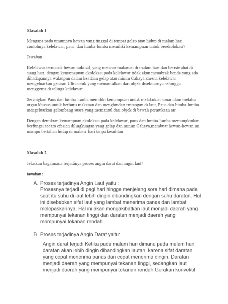 Ekolokasi Hewan Noktual dan Angin | PDF