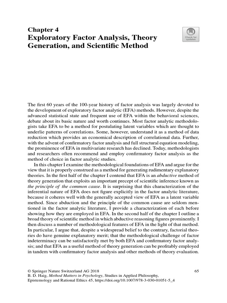 Haig - 2018 - Exploratory Factor Analysis, Theory Generation, An | PDF | Factor Analysis | Causality