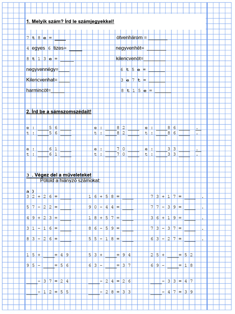 Témazáró Gyakorló Matek | PDF