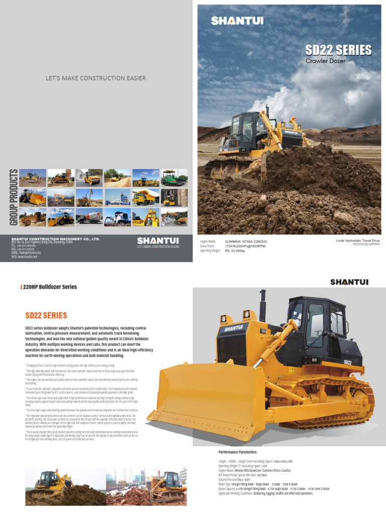 Shantui SD22 Bulldozer Specifications | PDF | Engines | Clutch
