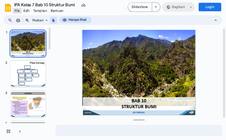 IPA Kelas 7 Bab 10 Struktur Bumi - Google Slide | PDF