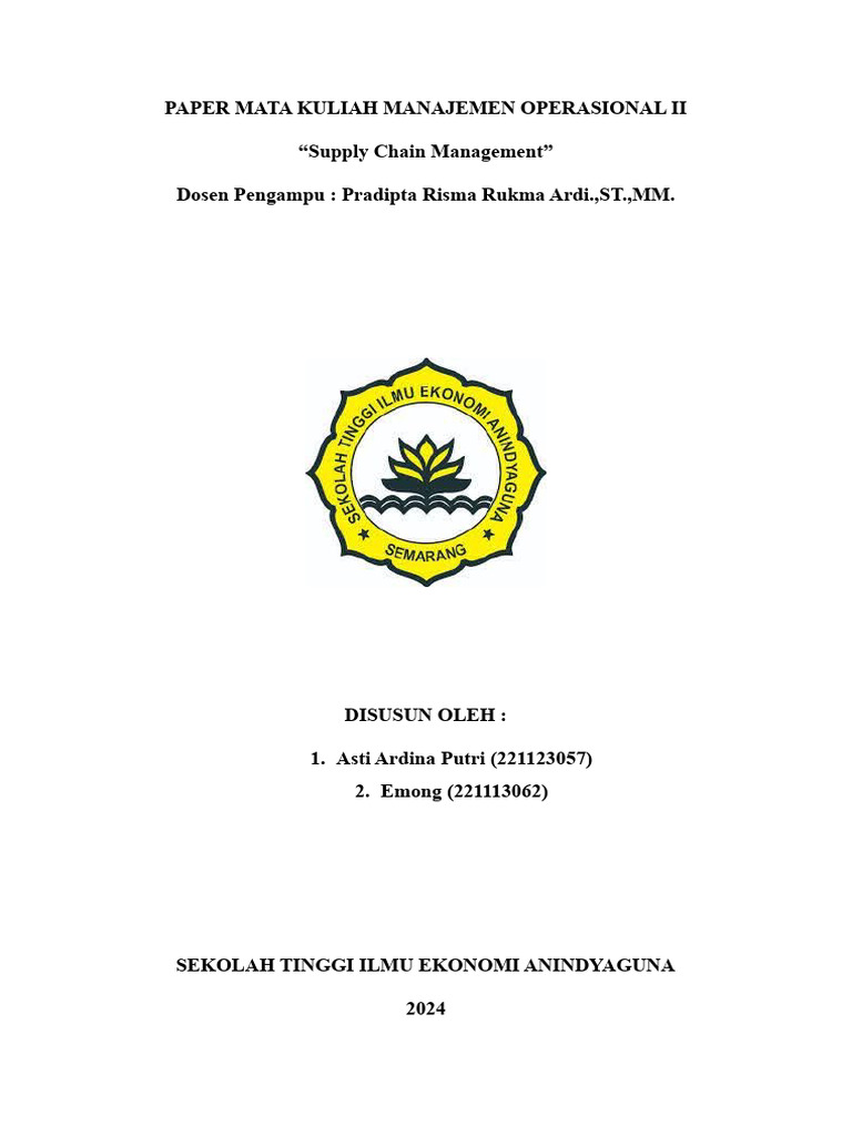 Asti, Emong PAPER SCM (Supply Chain Management) | PDF