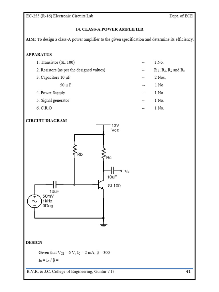 9.Class-A Power Amplifier 1 | PDF | Amplifier | Electrical Network