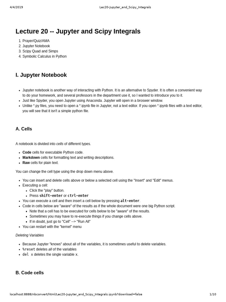 Lec20-Jupyter and Scipy Integrals | Download Free PDF | Derivative ...