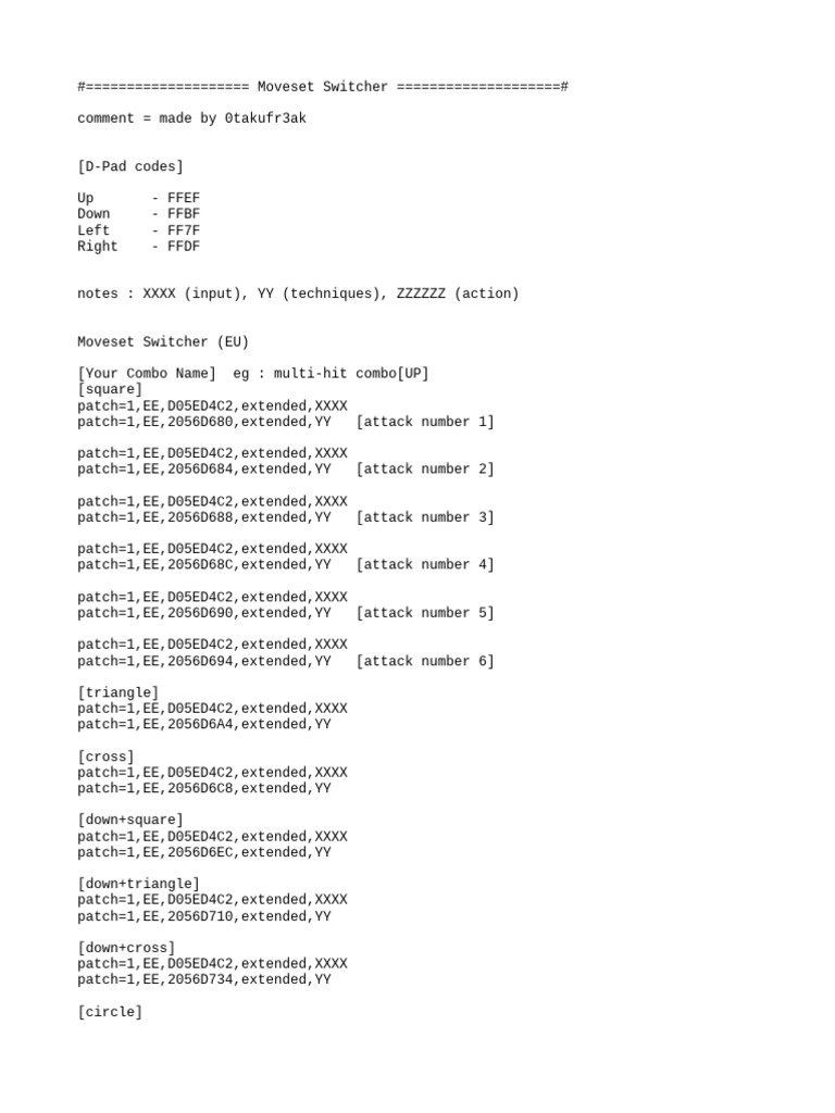 God Hand Moveset Switcher Codes | PDF | Professional Wrestling