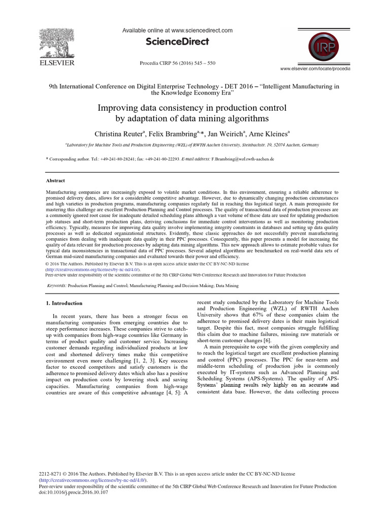 Enhancing Data Quality in Production Control | PDF | Data Quality | Data