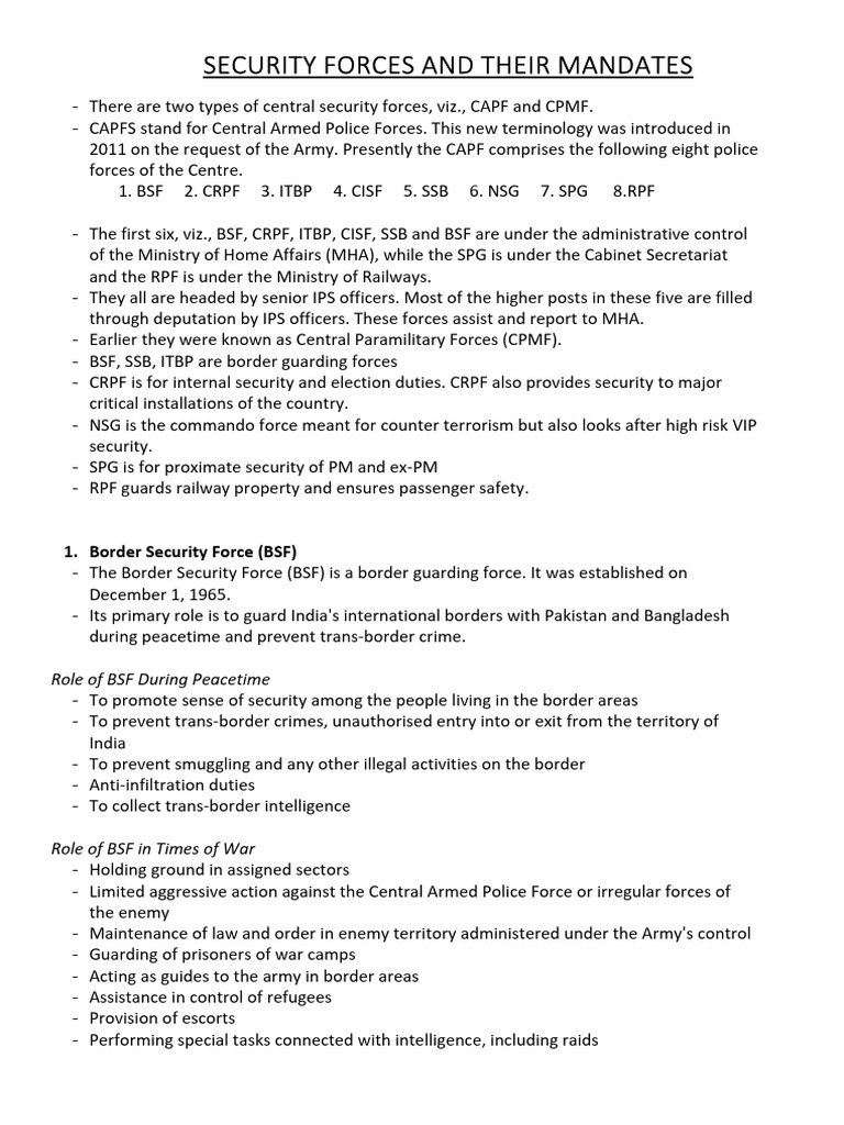 Security Forces and Mandate | PDF