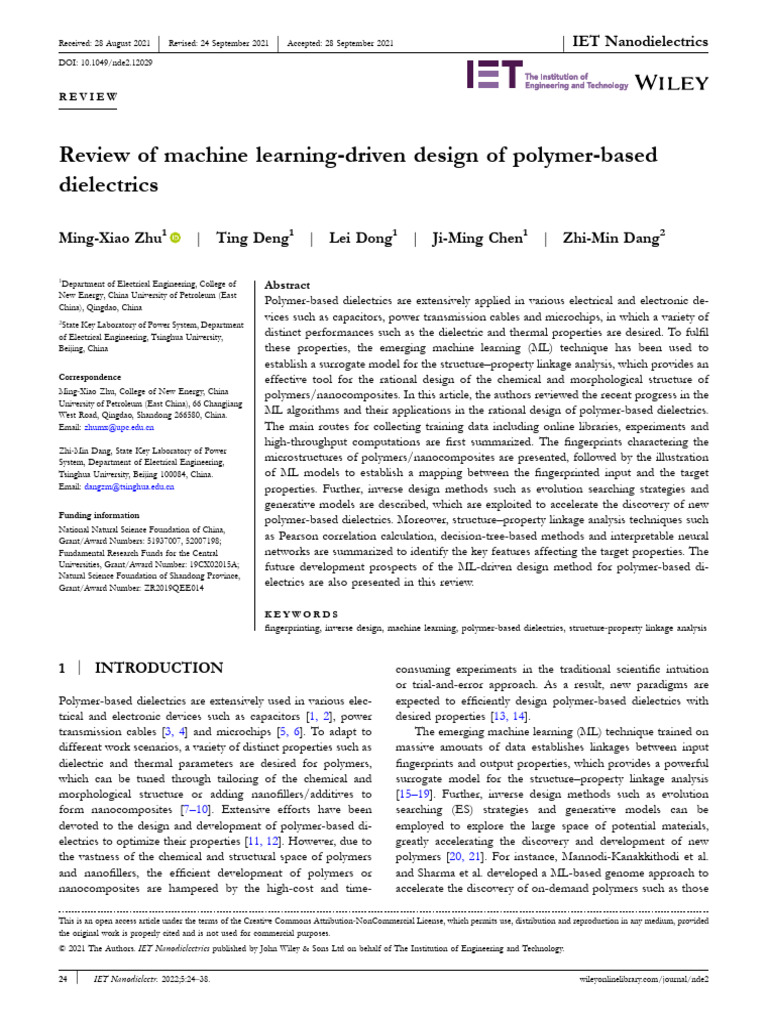 Review of Machine Learning Driven Design of Polyme | PDF | Machine Learning | Density Functional ...
