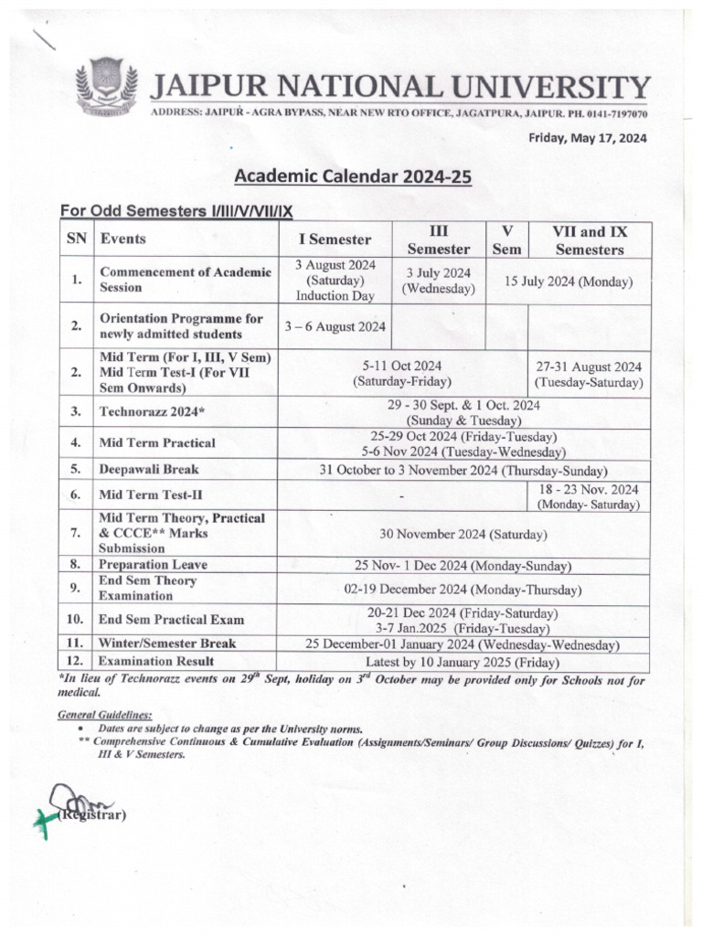 Academic Calender 2024-25 | PDF