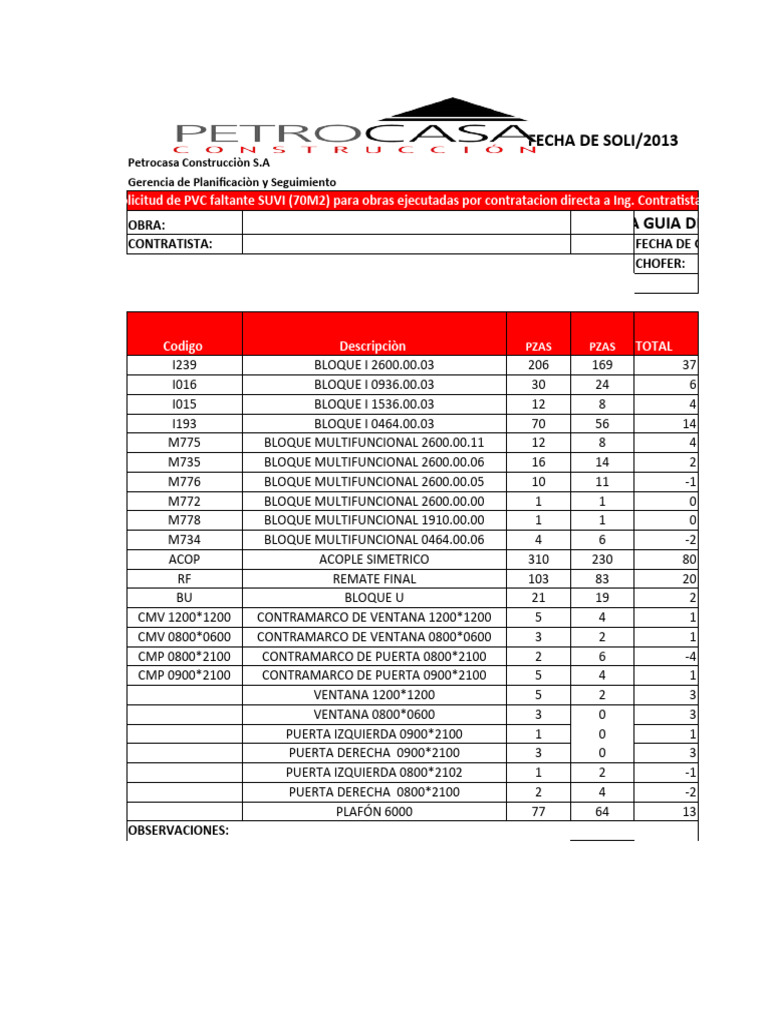 Material Sobrante de Las Casas de 70 A 55.6 | PDF