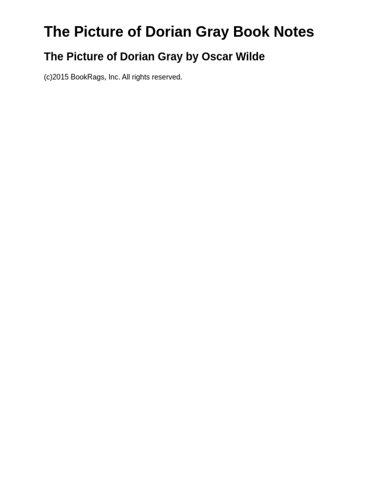 DG Notes | PDF | The Picture Of Dorian Gray | Hedonism