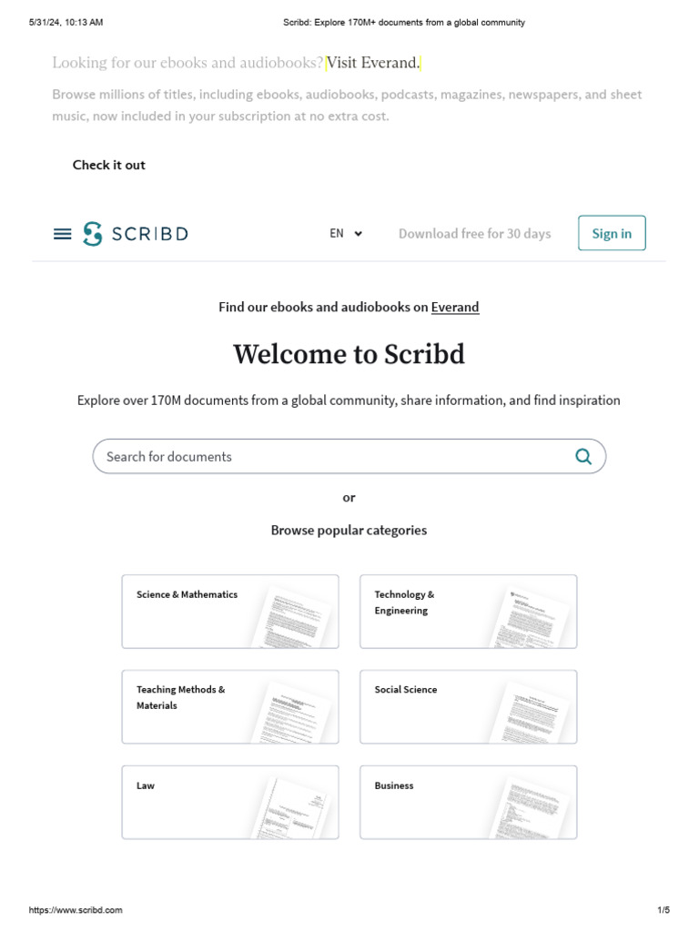 Welcome To Scribd: Looking For Our Ebooks and Audiobooks? | Download Free PDF | Scribd | Computing