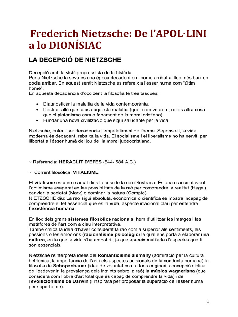 Apunts Nietszche Classe 2024 | PDF