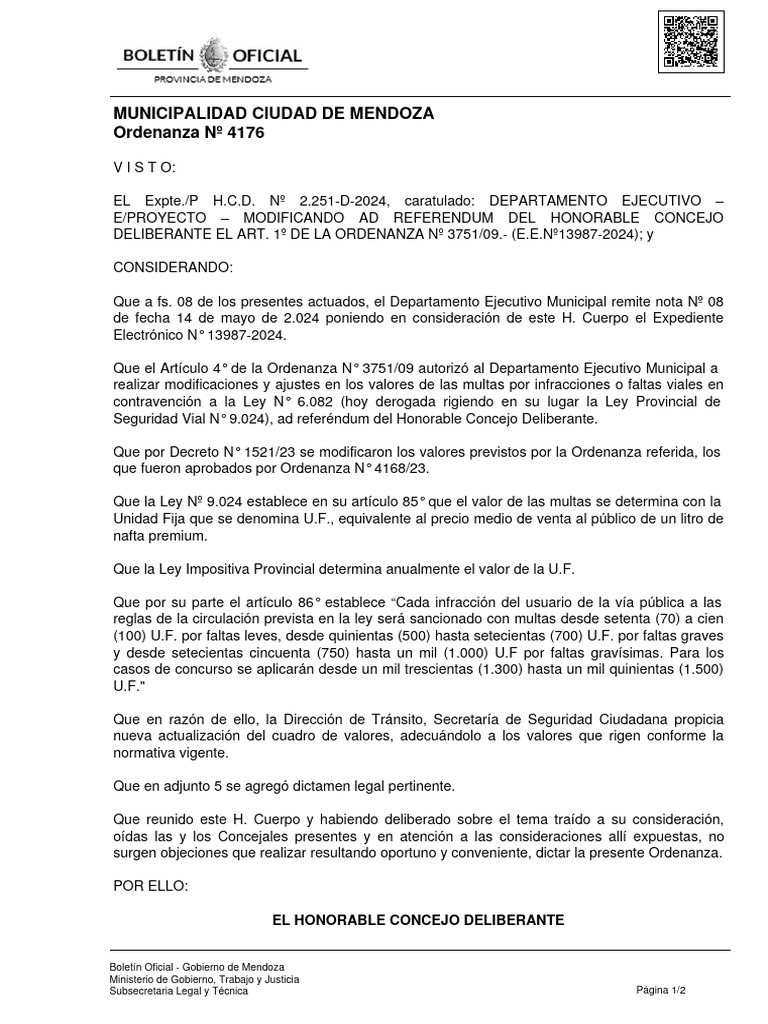 Actualización Multas Viales Mendoza 2024 | PDF | Justicia | Crimen y violencia