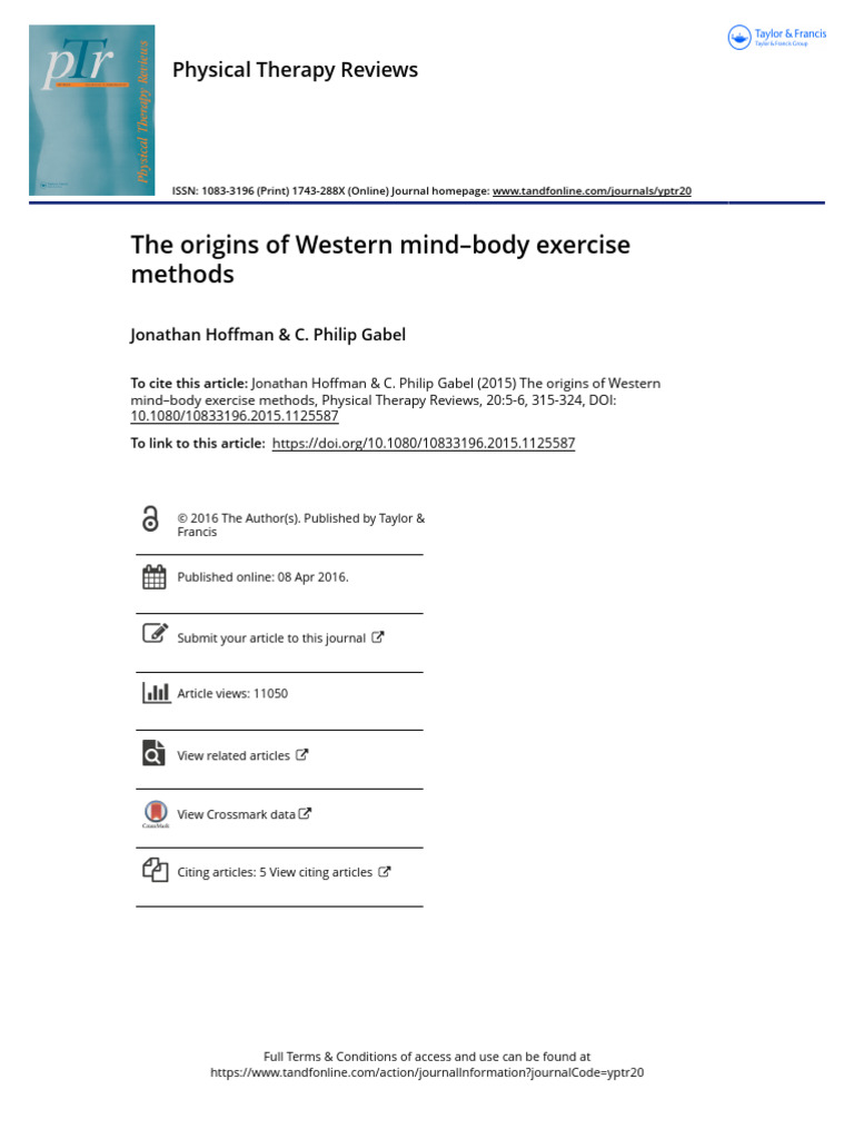 The Origins of Western Mind Body Exercise Methods | Download Free PDF ...