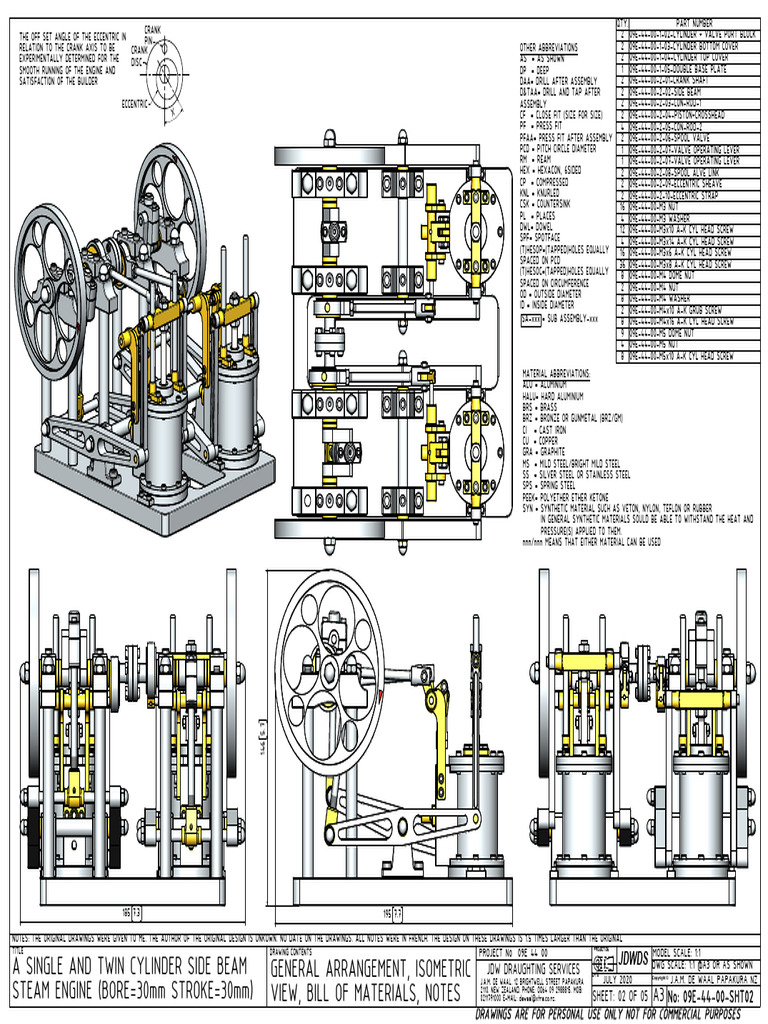 Isometric Steam Engine Design Plans | PDF | Screw | Valve