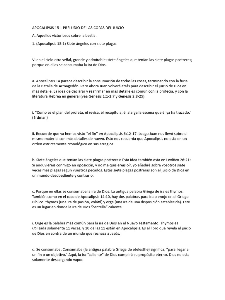 Apocalipsis 15: Juicio y Victoria Final | PDF | Libro de revelación ...