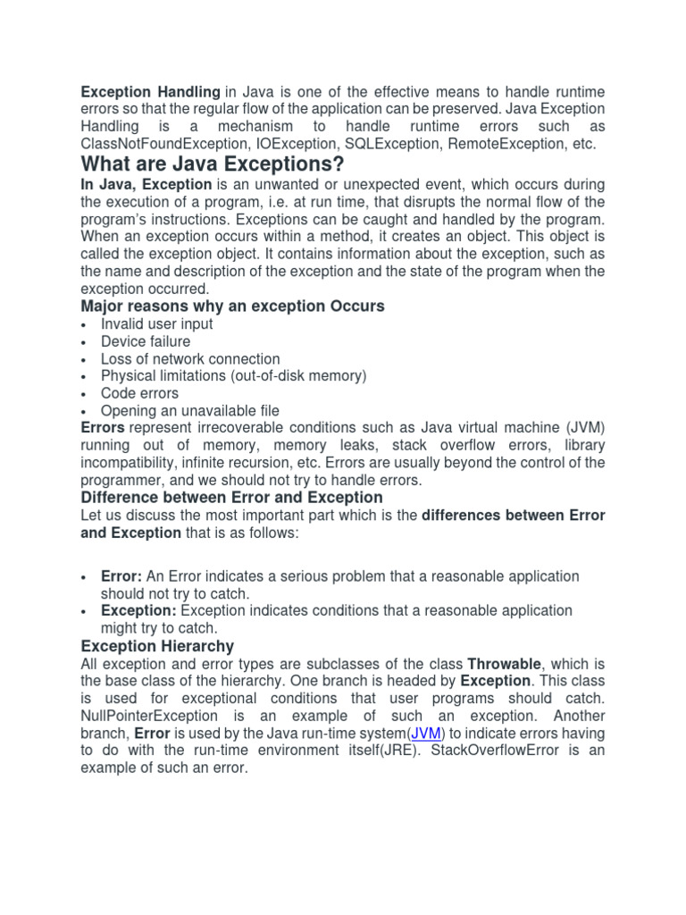 Exception Handling Unit 3 Pdf Class Computer Programming Method Computer Programming 4076