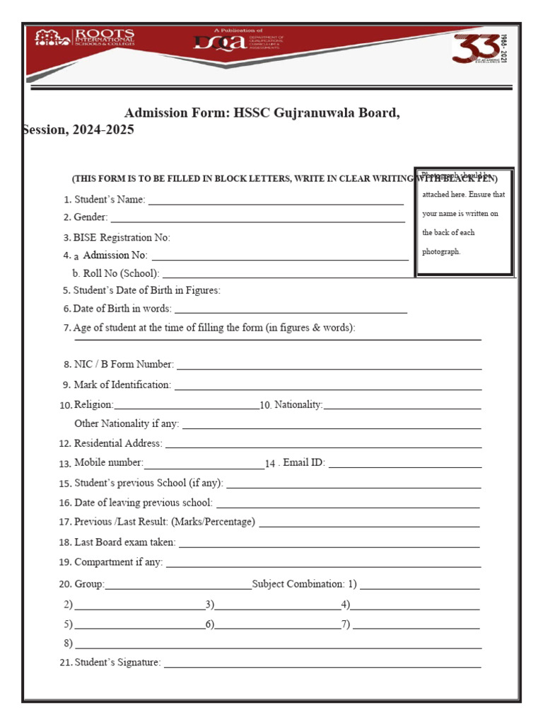 Admission Form 2024-2025 GBISE | PDF | Identity Document | Government ...