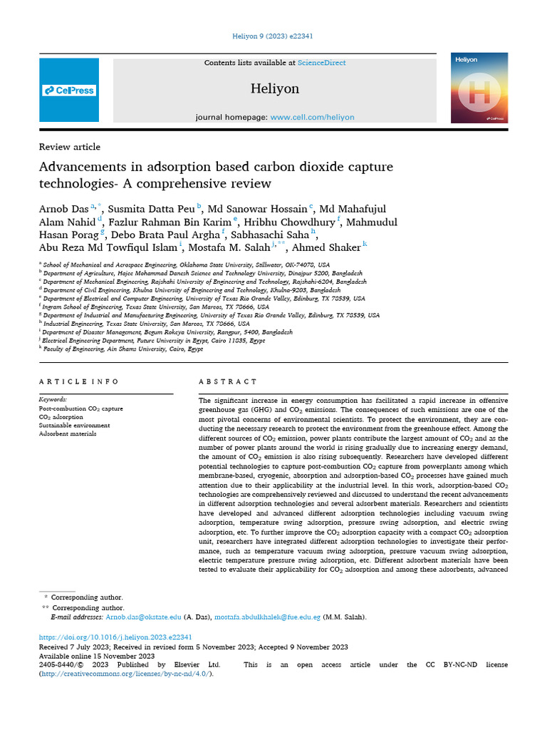 Heliyon Adsorption Review | PDF | Adsorption | Zeolite