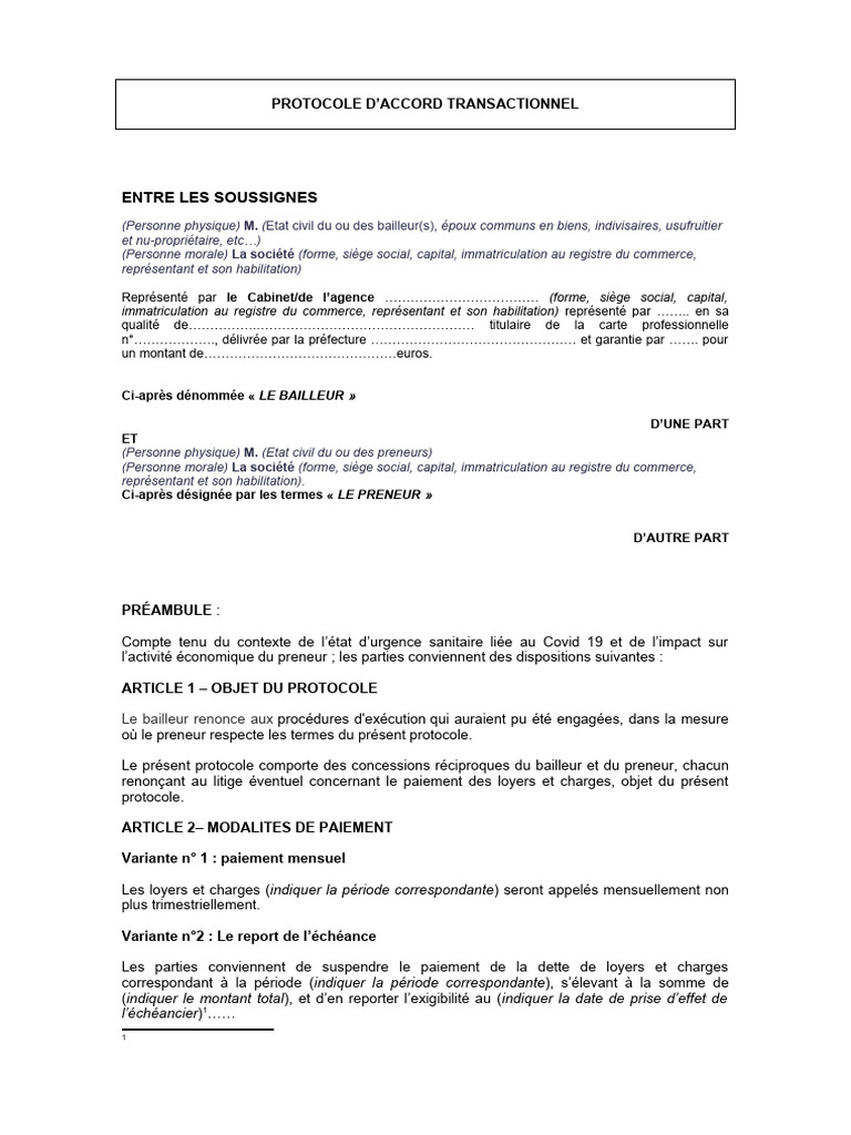 Protocole Accord Modèle | PDF