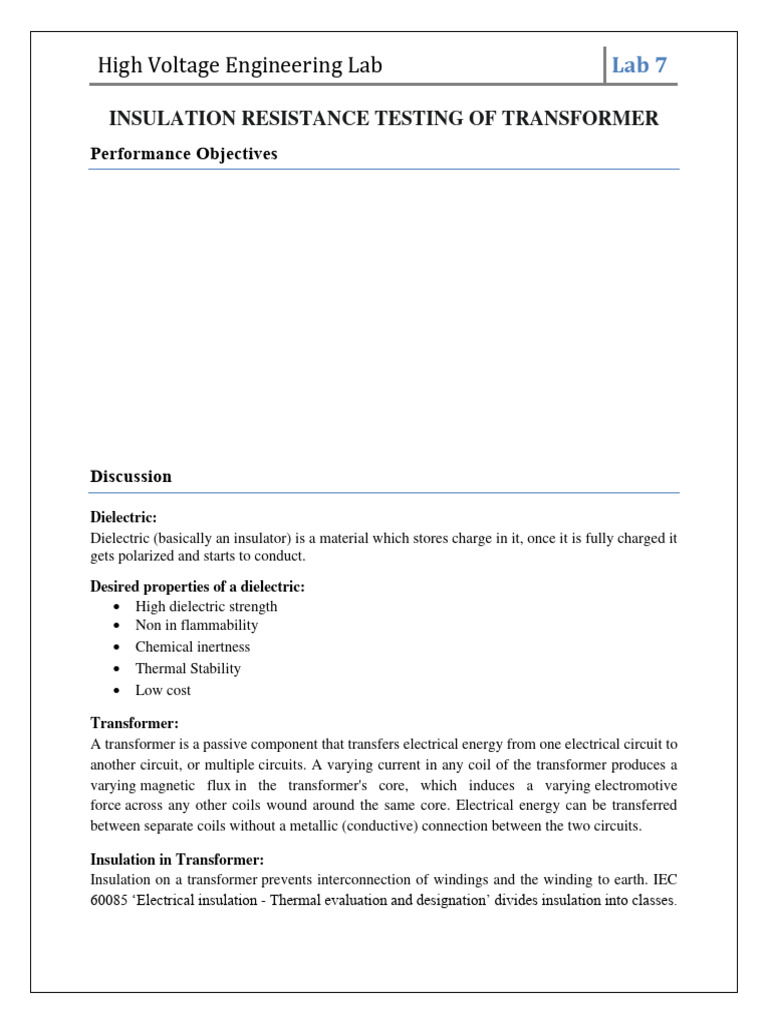 Lab 7 - 1 | PDF | Transformer | Insulator (Electricity)