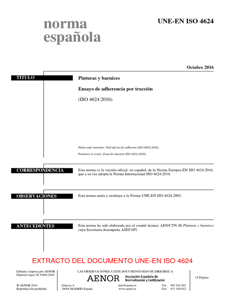 (Ex) Une-En Iso 4624 2016 | PDF | Física Aplicada e Interdisciplinaria ...