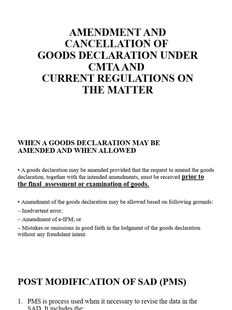 Goods Declaration Amendment Guide | PDF | Customs